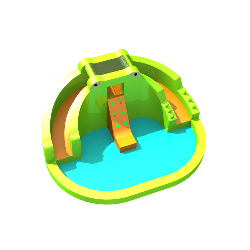 Frog inflatable water park with splash pool and water slide from China ...